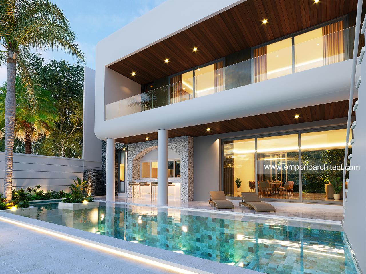 Desain Tampak Detail Belakang 2 Rumah Santorini 2.5 Lantai Ibu LND di ...