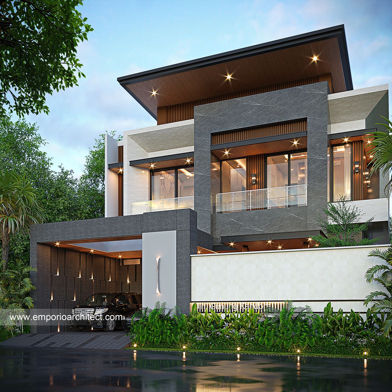 Desain Tampak Depan Dengan Pagar Rumah Modern 2 Lantai Ibu FF di ...