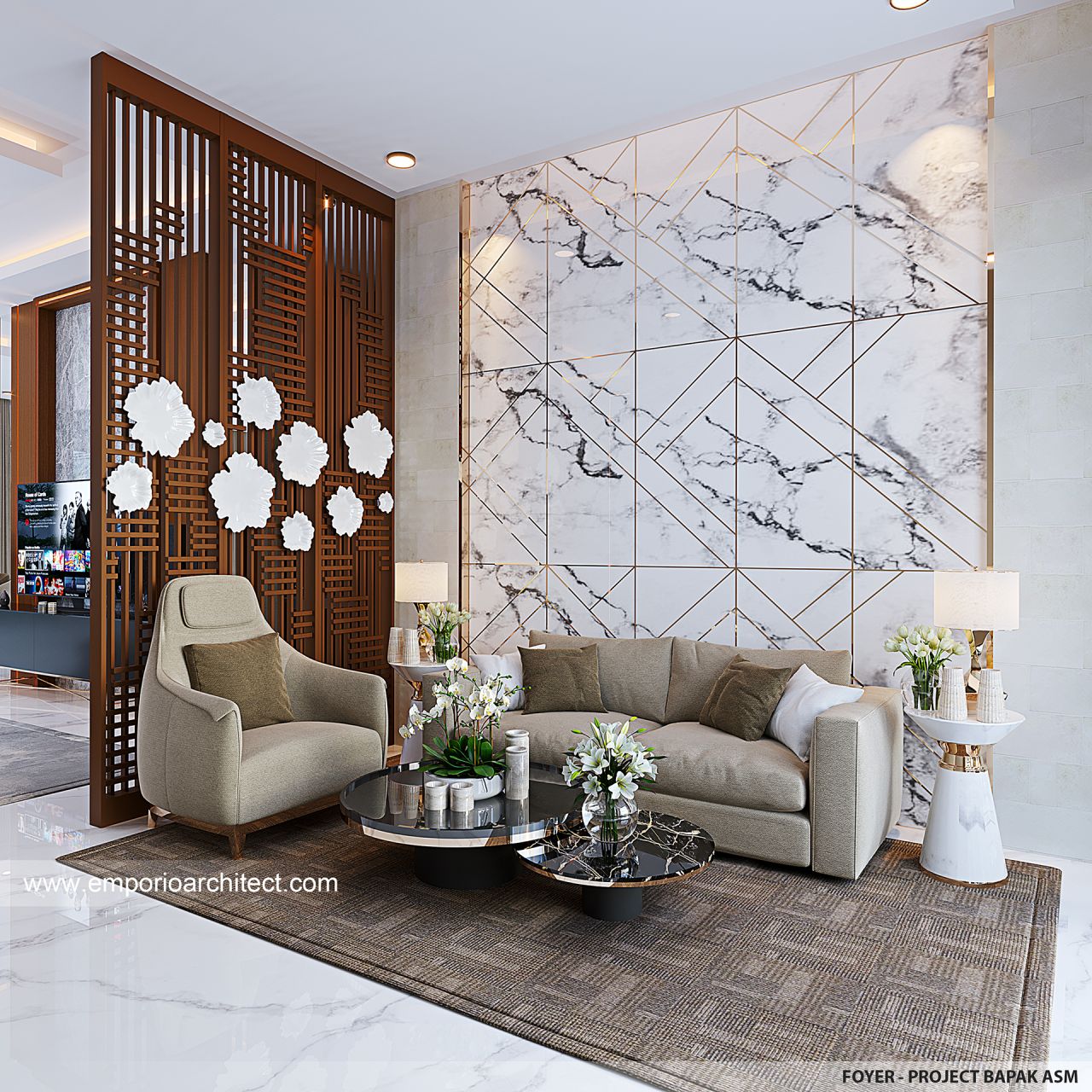 Desain Foyer Rumah Villa Bali Modern 1 Lantai Bapak ASM di Musi ...