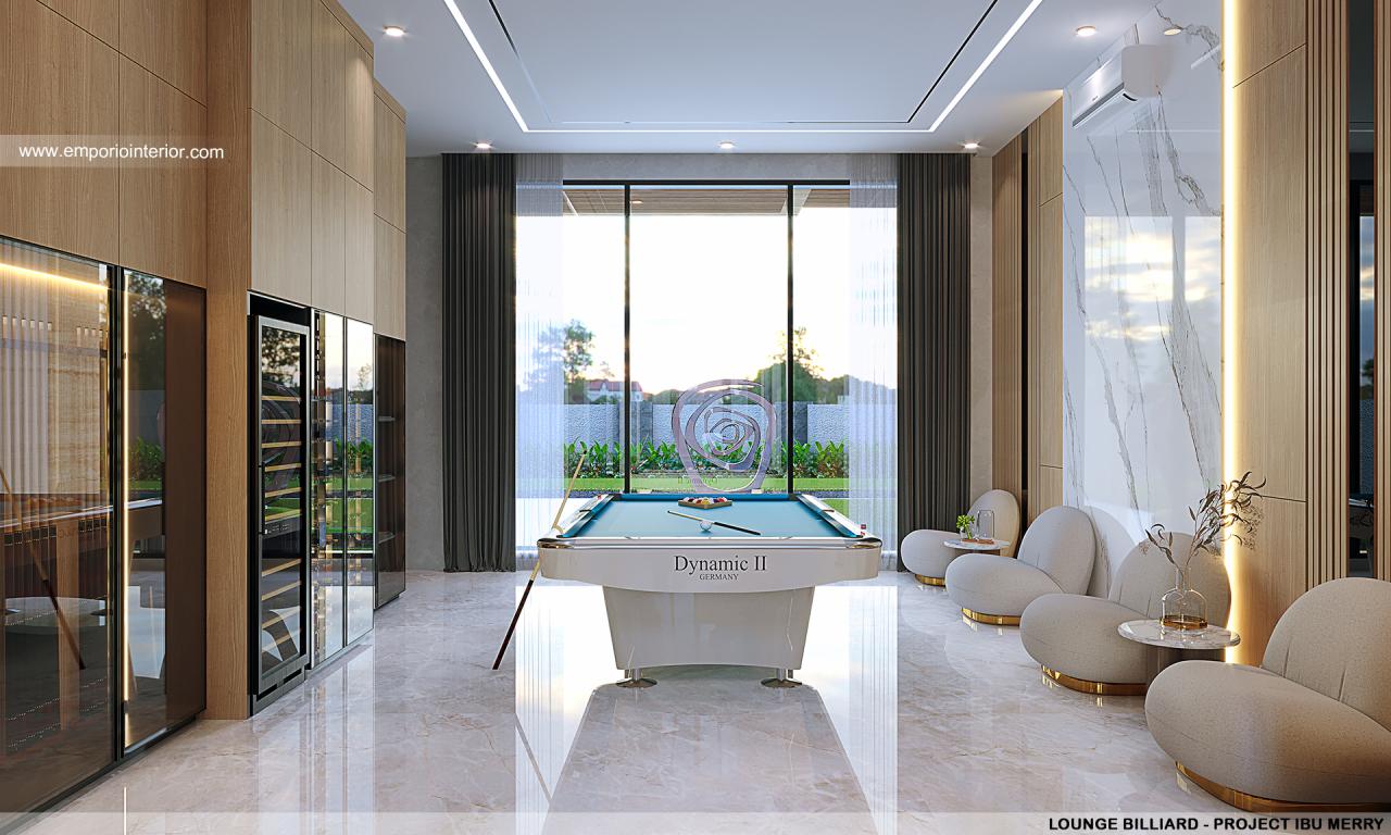 Desain Lounge Billiard Rumah Modern 2 Lantai Ibu Merry di Badung, Bali ...