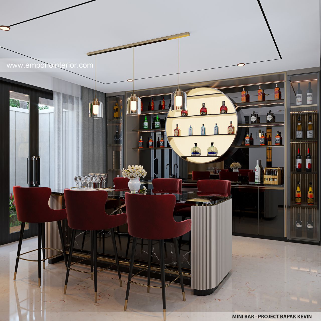 Desain Mini Bar Rumah Modern 2 Lantai Bapak KVN di Kediri, Jawa Timur ...