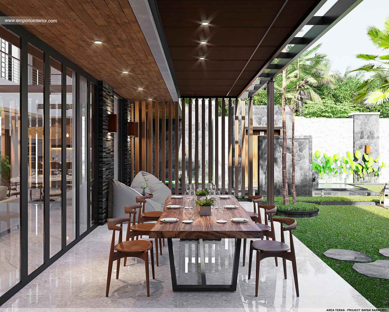 Desain Area Teras Villa Modern 2 Lantai Bapak SKR di Badung, Bali 23282 ...