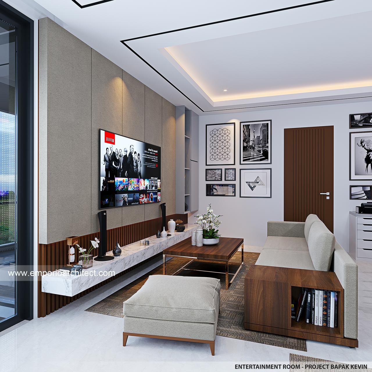 Desain Ruang Entertainment Rumah Modern 2 Lantai Bapak YKV di Alam ...