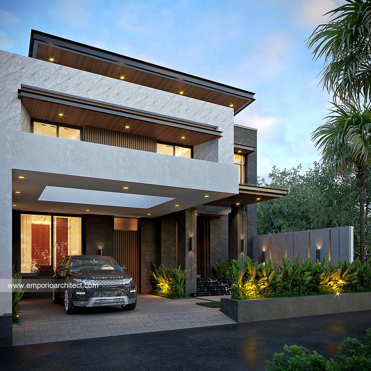 Desain Tampak Depan 2 Rumah Modern 2 Lantai Bapak HWE di Pekanbaru ...