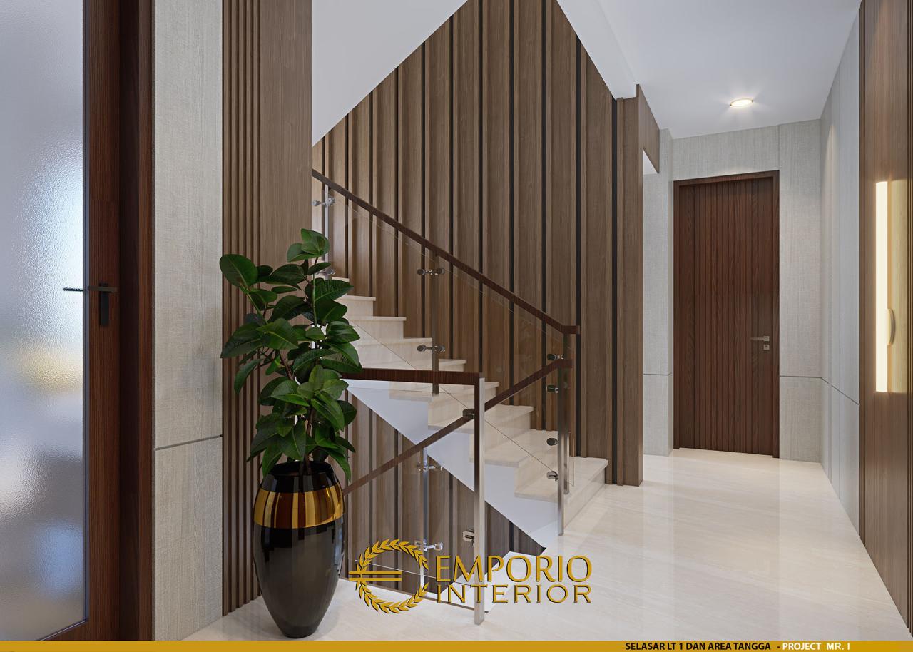 Desain Selasar dan Area Tangga Rumah Modern 2 Lantai Mr. I di Cianjur ...