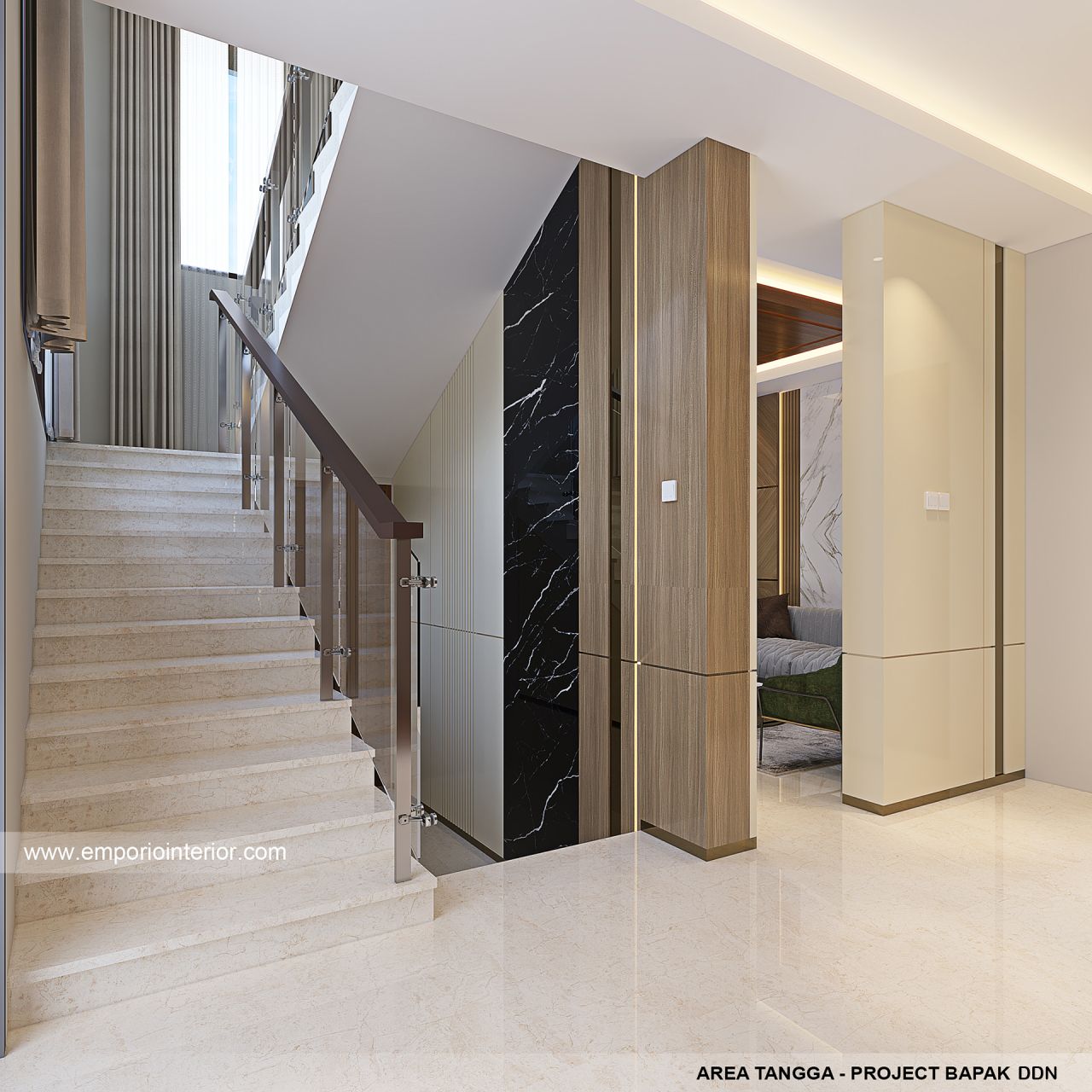 Desain Area Tangga Rumah Modern 2 Lantai Bapak DDN 1470 di Kota Baru ...