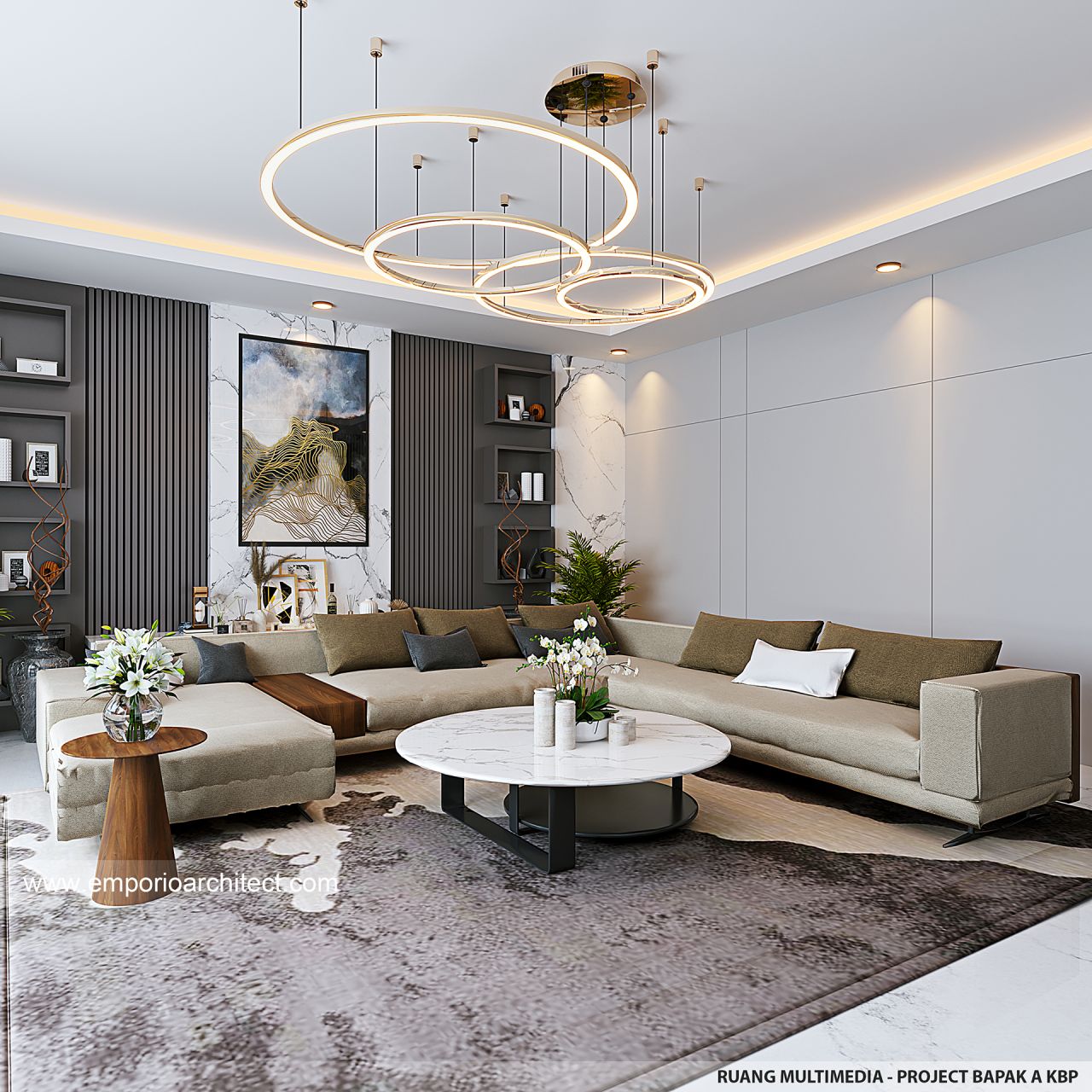 Desain Ruang Multimedia Rumah Modern 2 Lantai Bapak A KBP di Kota Baru ...