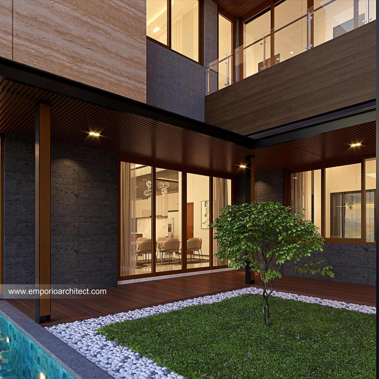 Desain Tampak Detail Belakang Rumah Modern 2 Lantai Ibu MLI di PIK ...