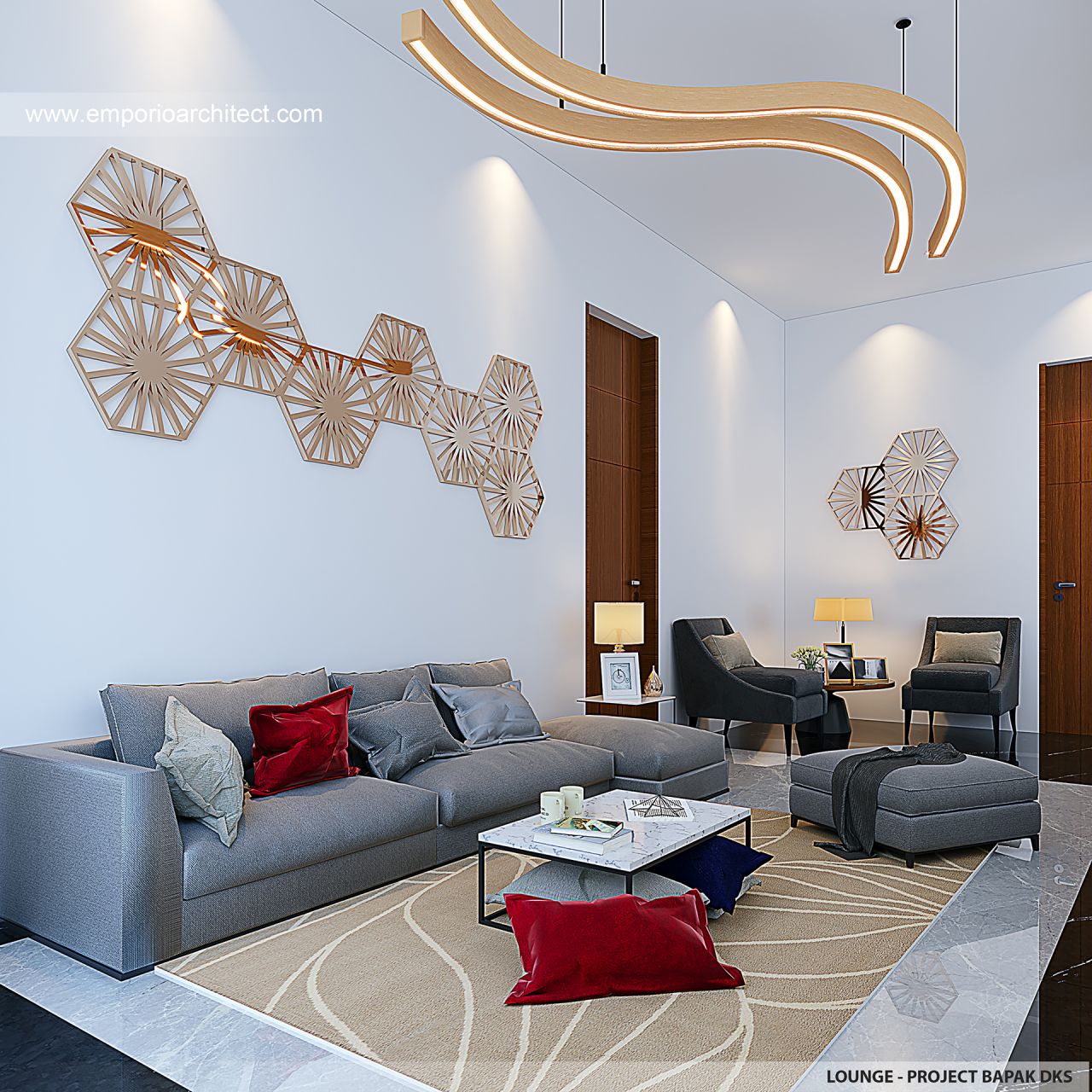 Desain Lounge Rumah Modern 2 Lantai Bapak DKS di Jakarta Utara 38647 ...