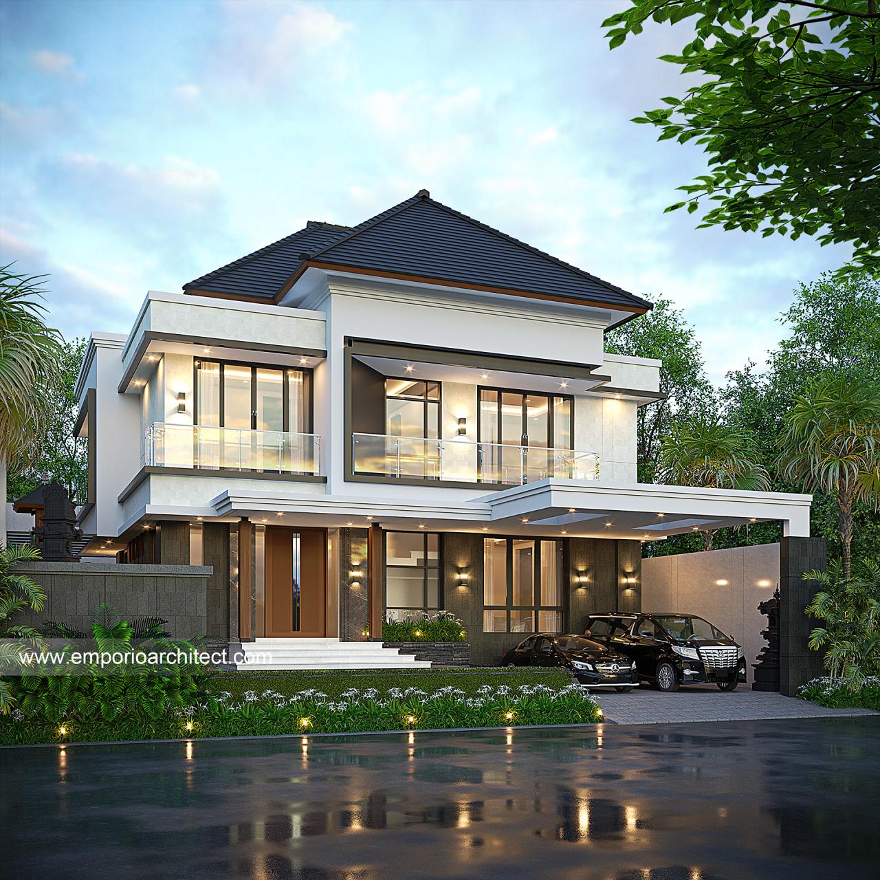 Desain Tampak Depan 2 Rumah Modern 2 Lantai Ibu A di Denpasar, Bali ...