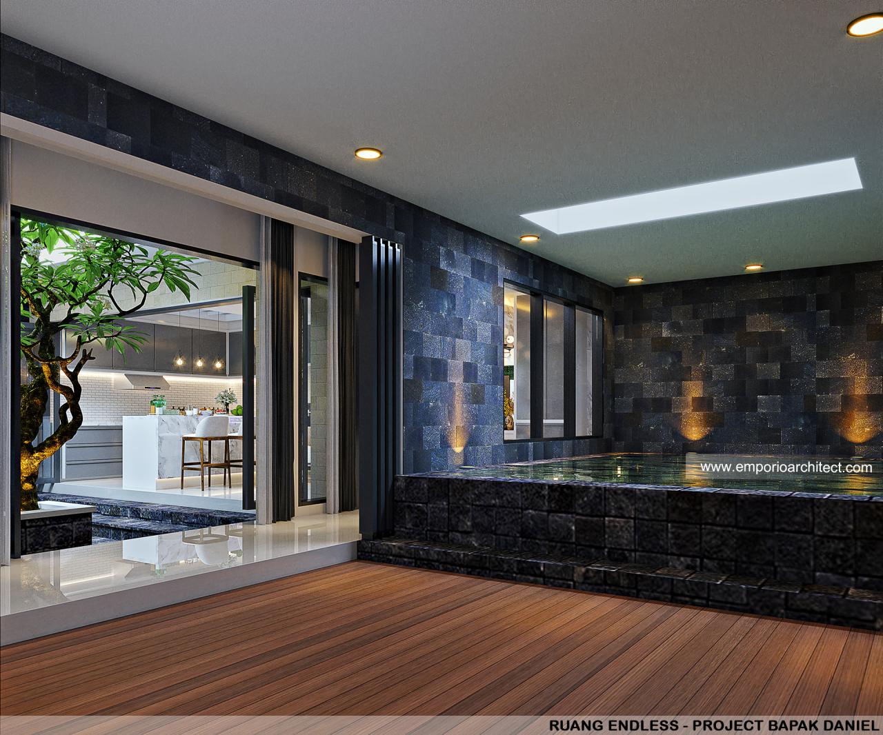 Desain Ruang Endless Pool Rumah Modern 2 Lantai Bapak Daniel di Jakarta ...