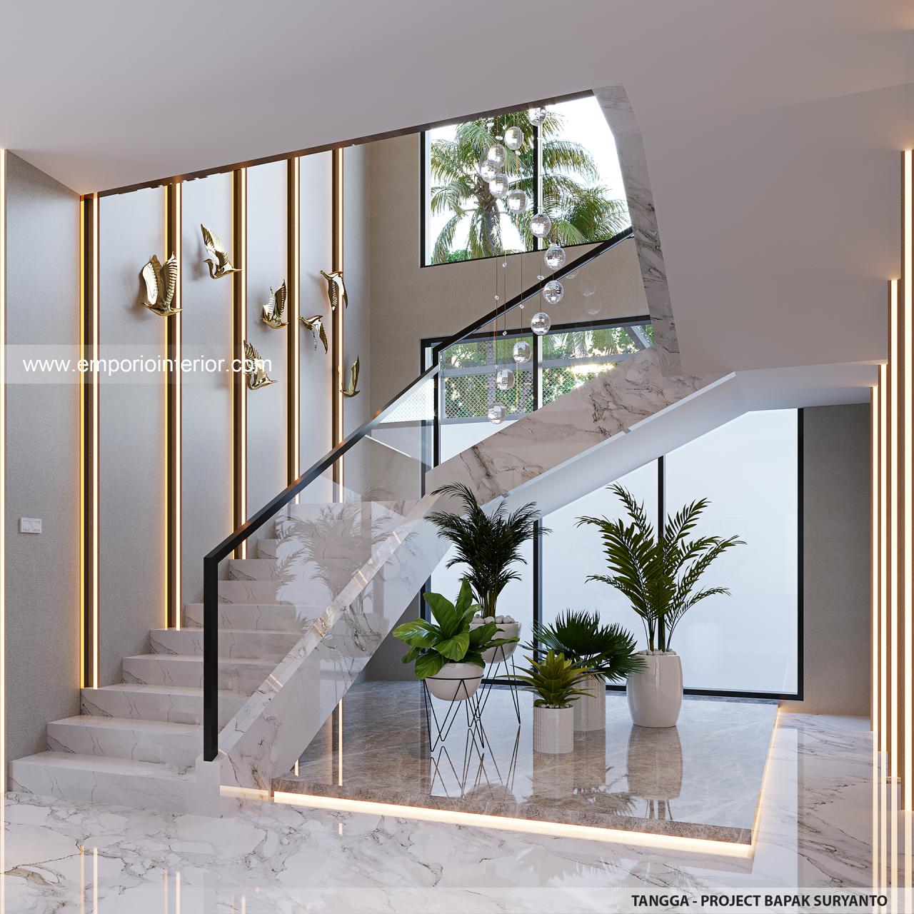 Desain Area Tangga Rumah Modern 2 Lantai Bapak SRT di Medan 33960 ...
