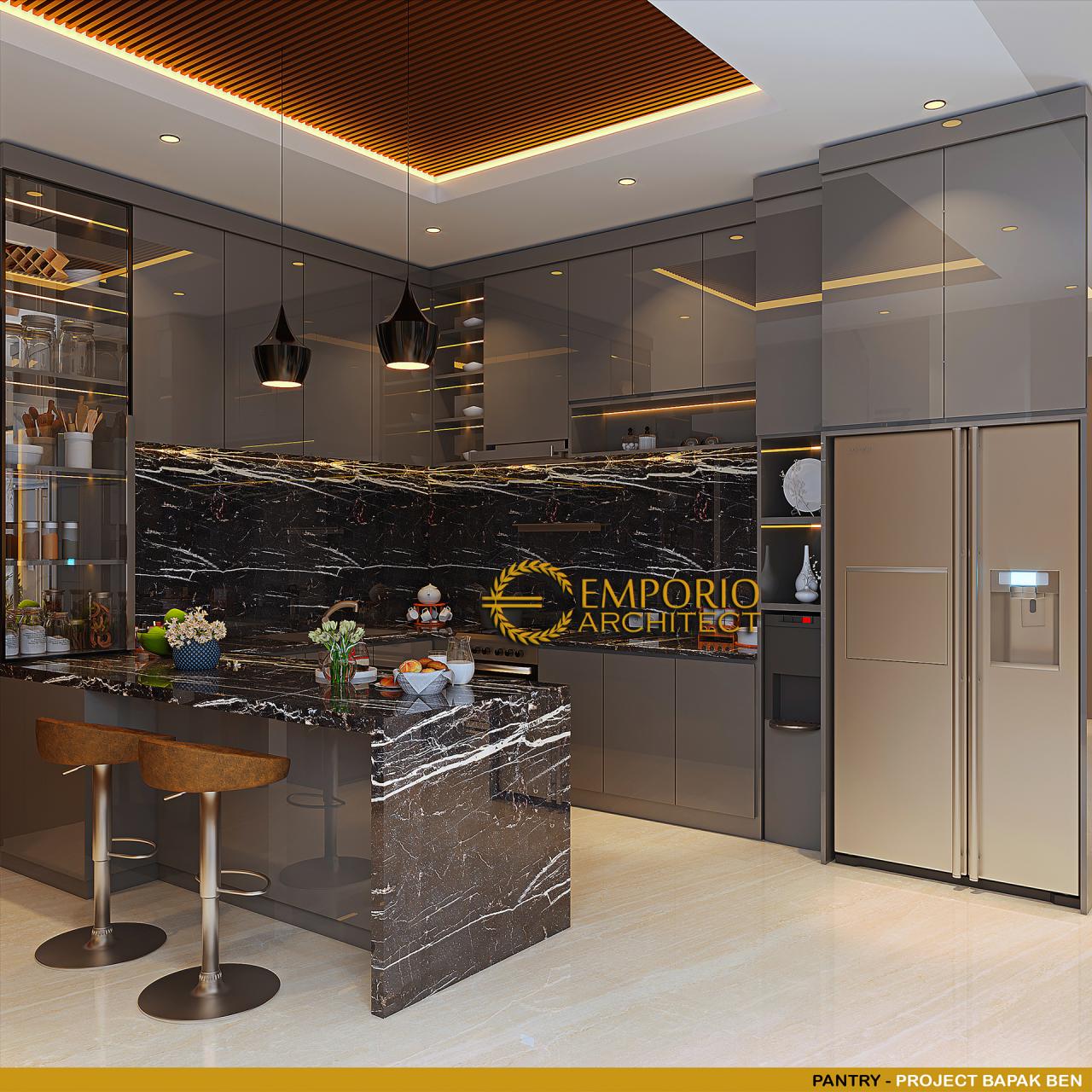 Desain Pantry Rumah Modern 2 Lantai Bapak Ben di Cibubur, Jawa Barat ...