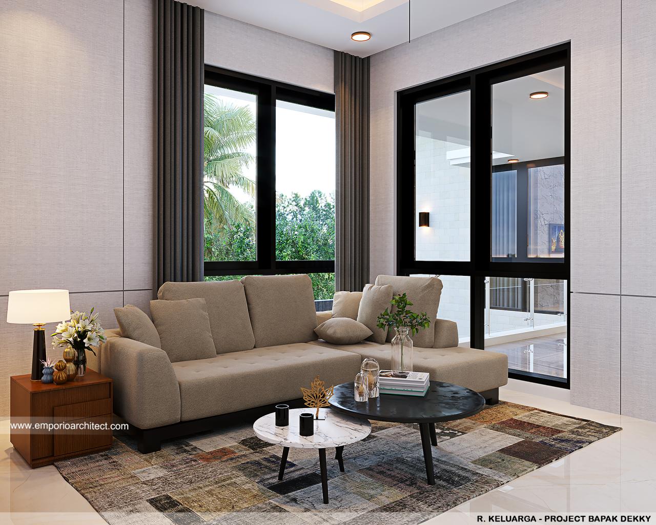 Desain Ruang Keluarga Atas Rumah Modern 2 Lantai Bapak Dekky di ...