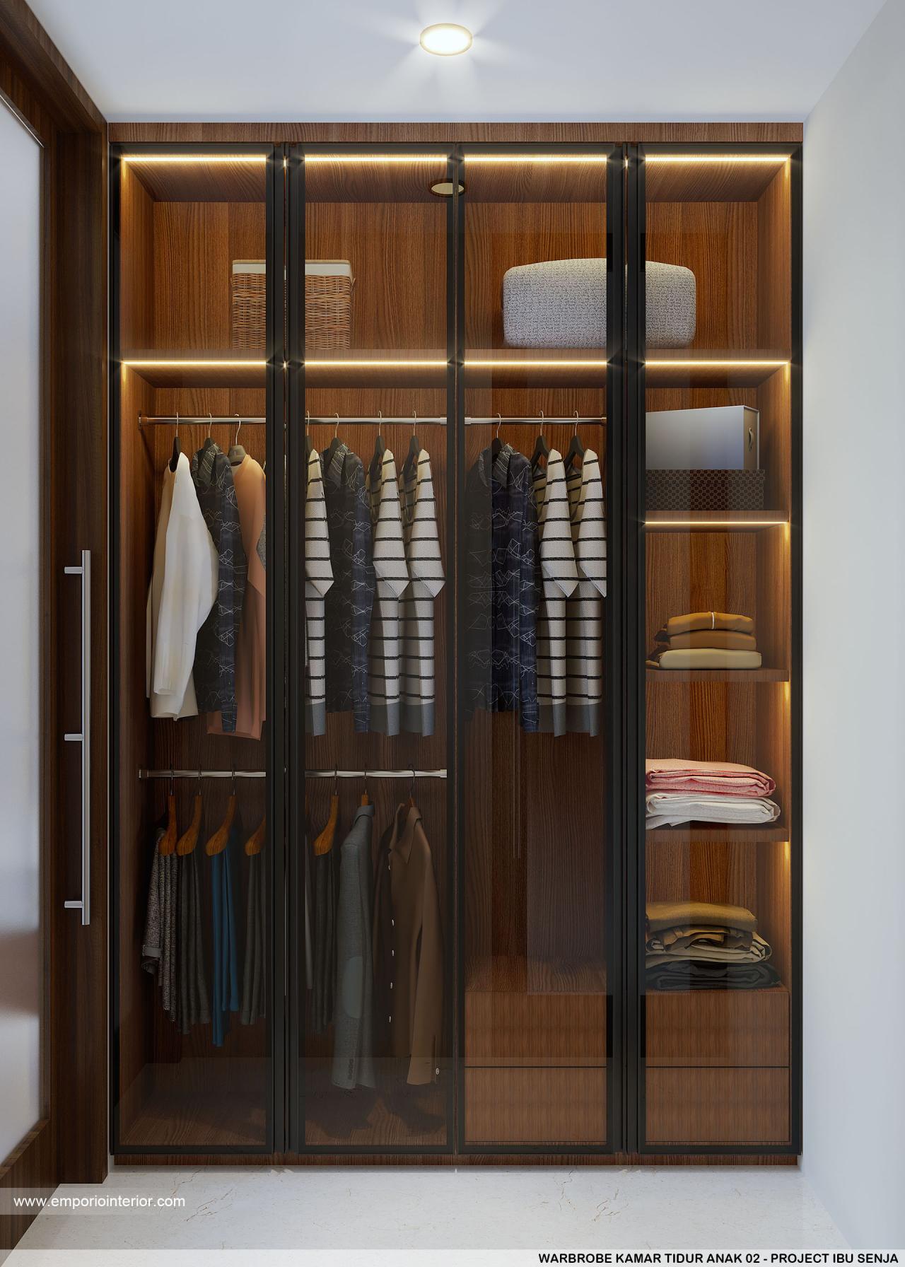Desain Wardrobe Kamar Tidur Anak 2 Rumah Modern 2 Lantai Ibu Senja di ...