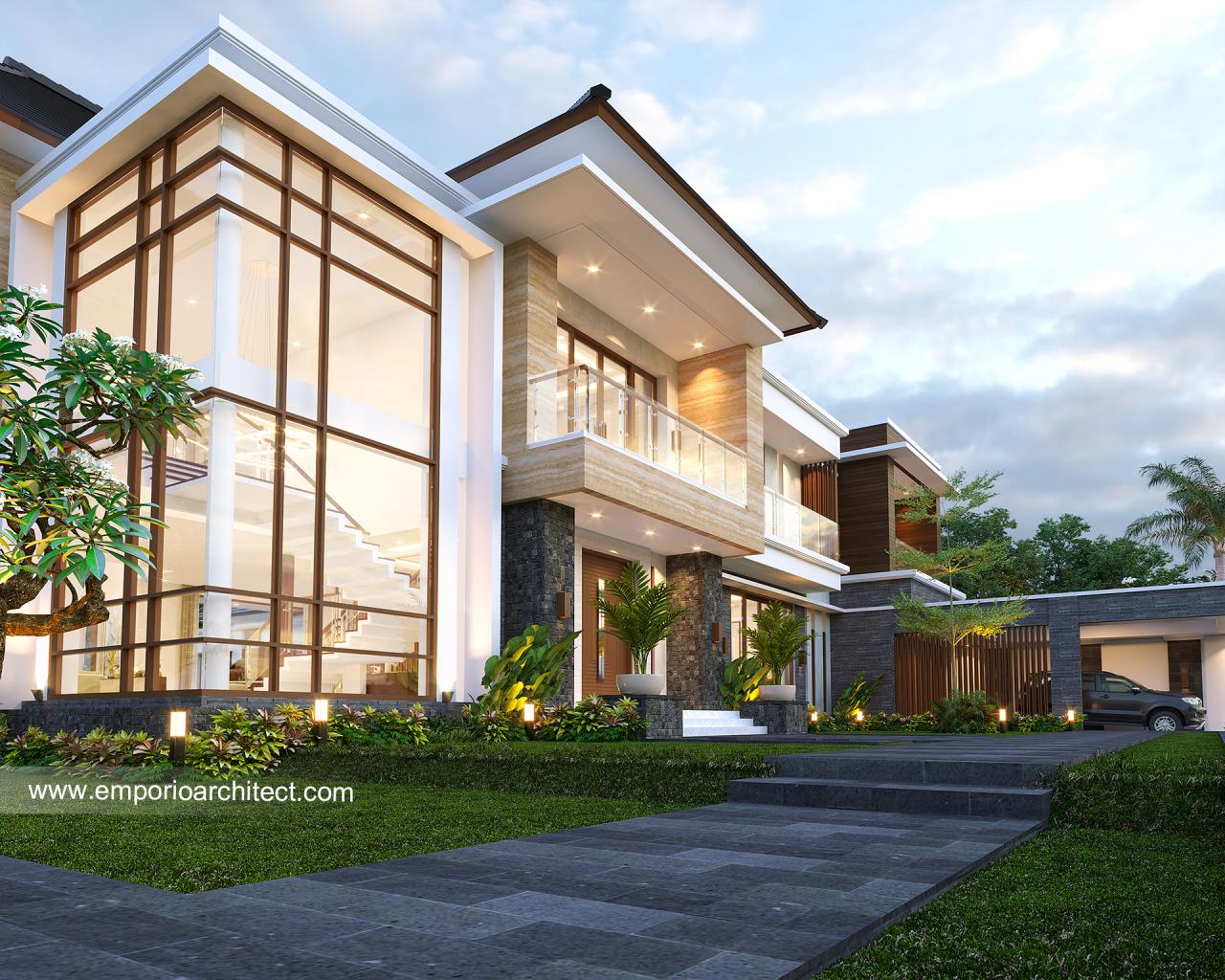 Desain Tampak Detail Depan 1 Rumah Modern 2 Lantai Ibu LCY di Medan ...