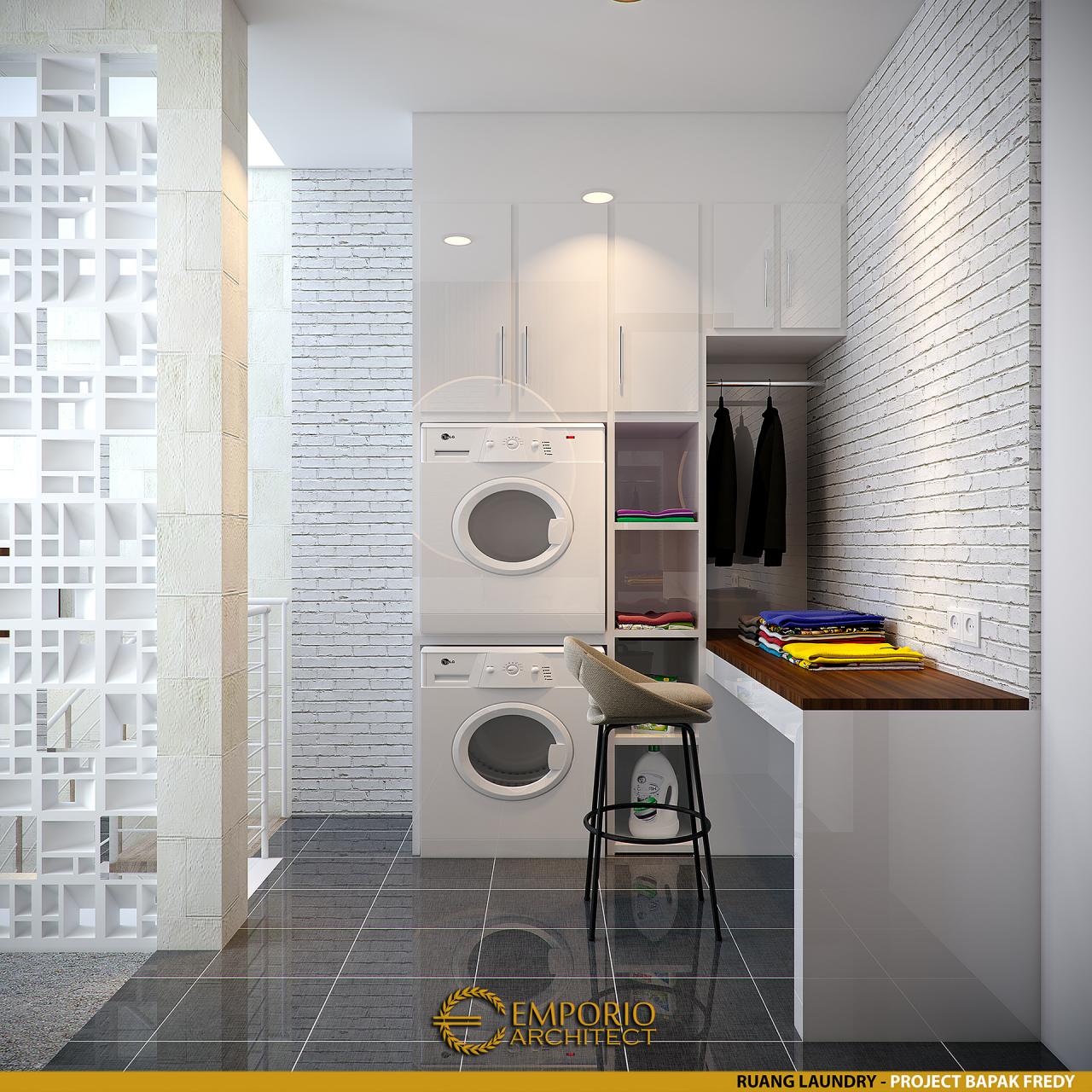 Desain Ruang Laundry Rumah Modern 2 Lantai Bapak Fredy di Makassar ...