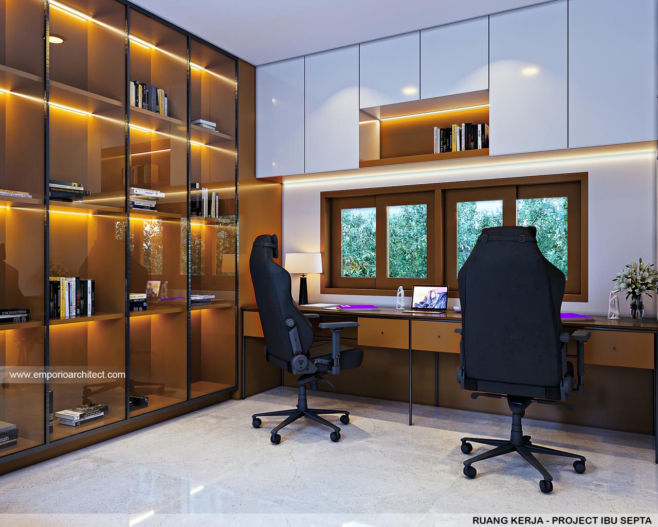 Desain Ruang Kerja Rumah Modern 2 Lantai Ibu Septa di Banyuwangi, Jawa ...