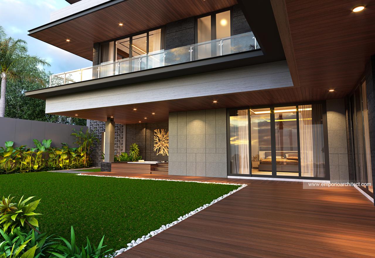 Desain Tampak Detail Belakang Rumah Modern 2 Lantai Ibu Natasha di ...