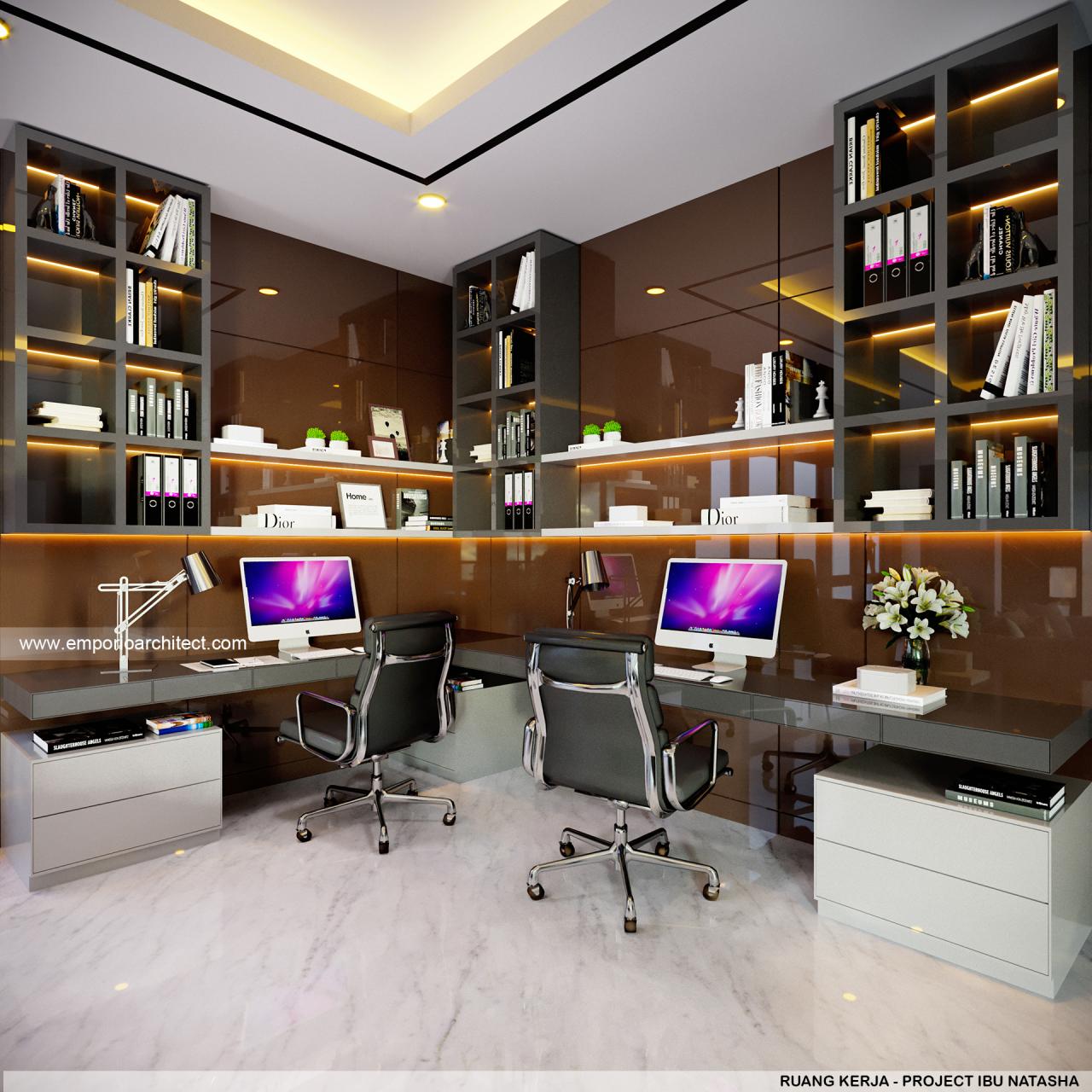 Desain Ruang Kerja Rumah Modern 2 Lantai Ibu Natasha di Bekasi 23706 ...