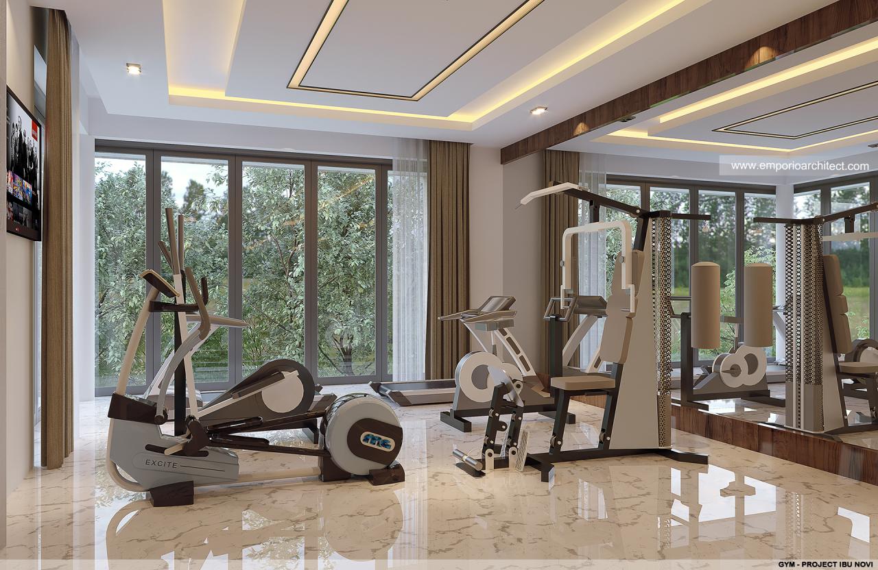 Desain Ruang Gym Rumah Modern 2 Lantai Ibu Novi di Palembang 15019 ...