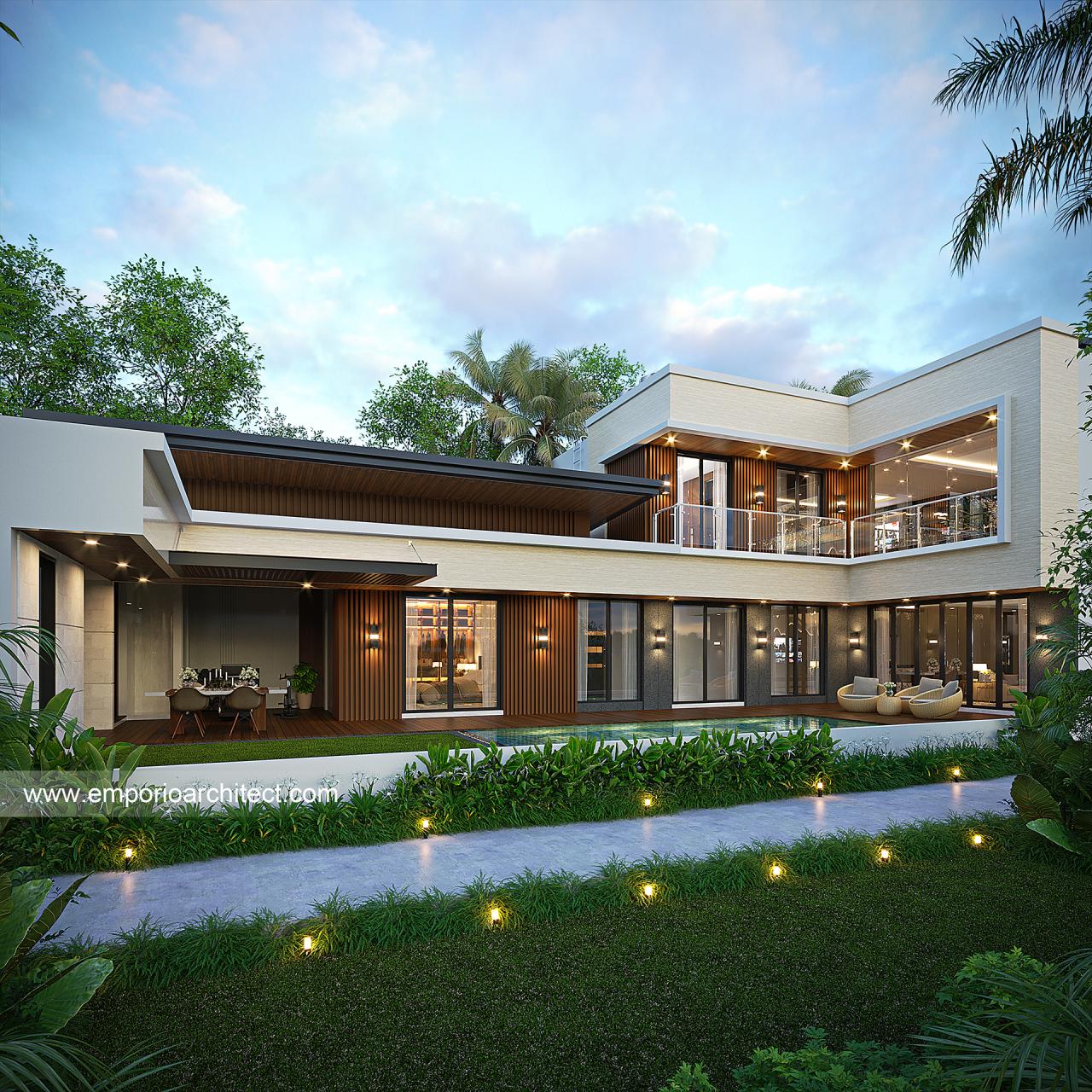Desain Tampak Belakang Rumah Modern 2 Lantai Bapak IGM di Palembang ...