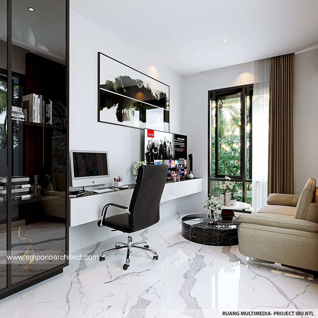 Desain Ruang Multimedia Rumah Modern 2 Lantai Ibu NTL di Jakarta Utara ...