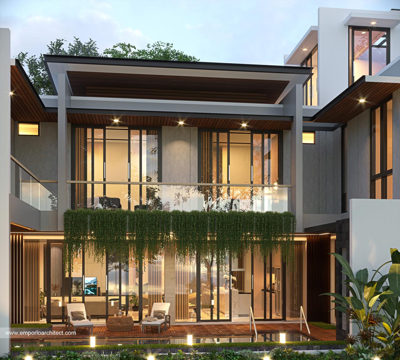 Desain Tampak Belakang Rumah Modern 2 Lantai Ibu W di Jakarta Barat ...