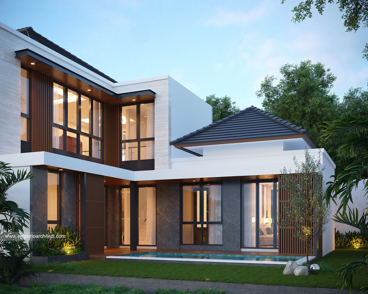 Mrs. SMH Modern House 2 Floors Design - Medan 45473 - Modern House Facade