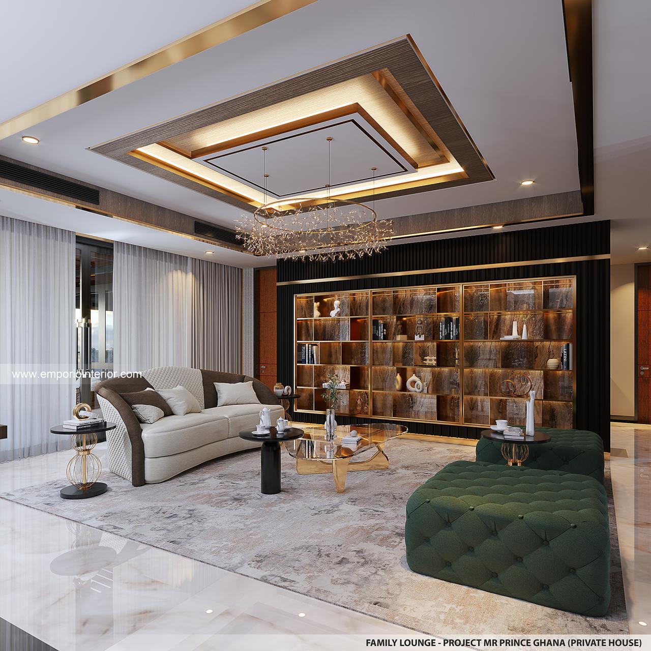 Desain Ruang Lounge Keluarga Rumah Modern 2 Lantai Mr. Prince Amoako ...