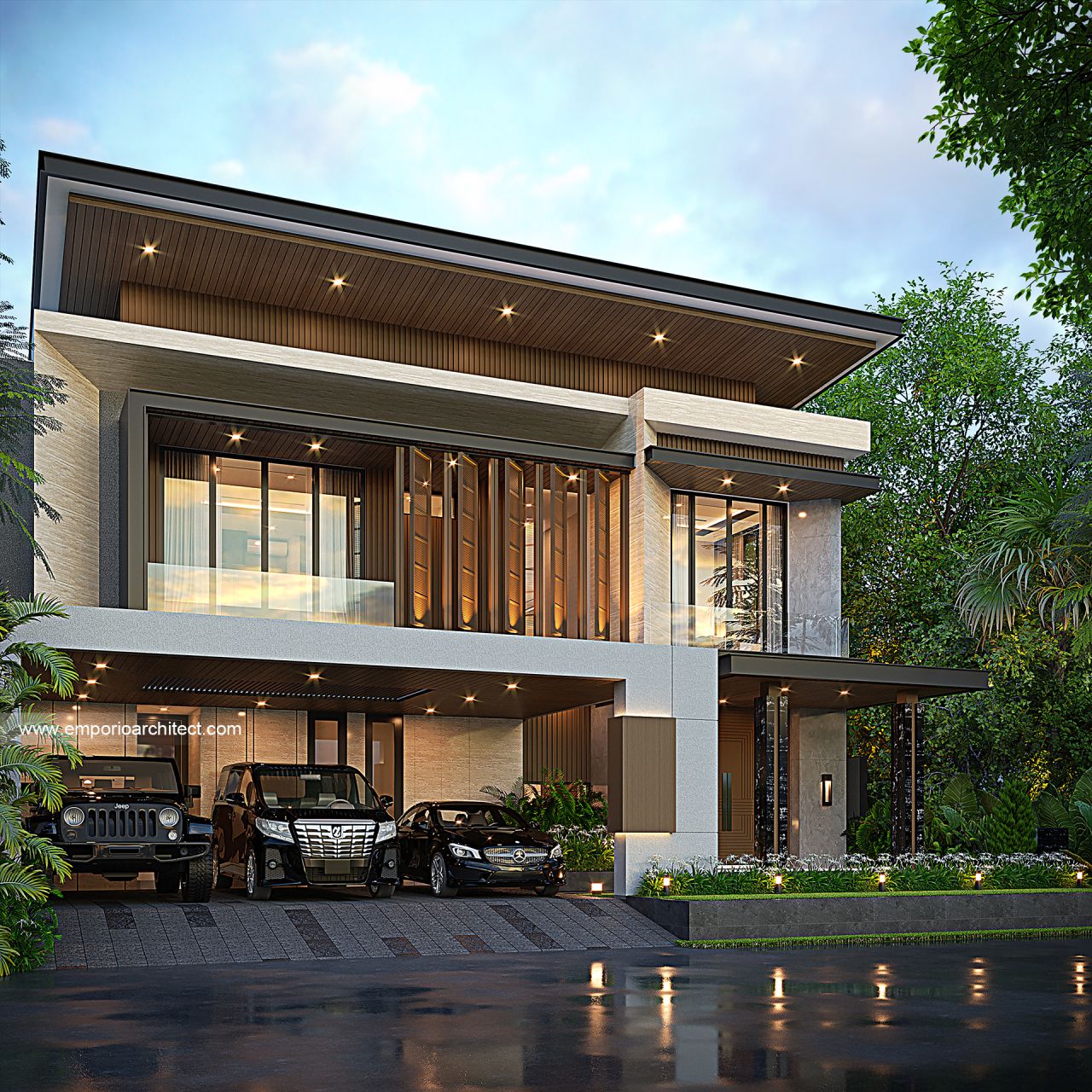 Desain Tampak Depan 2 Rumah Modern 2 Lantai Bapak EBD di Cikarang ...