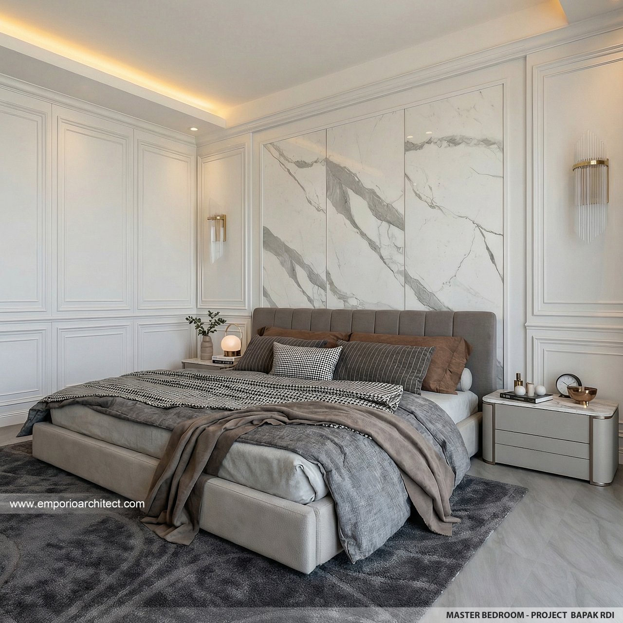 Desain Kamar Tidur Utama Rumah Modern 2 Lantai Bapak RDI di Jakarta ...