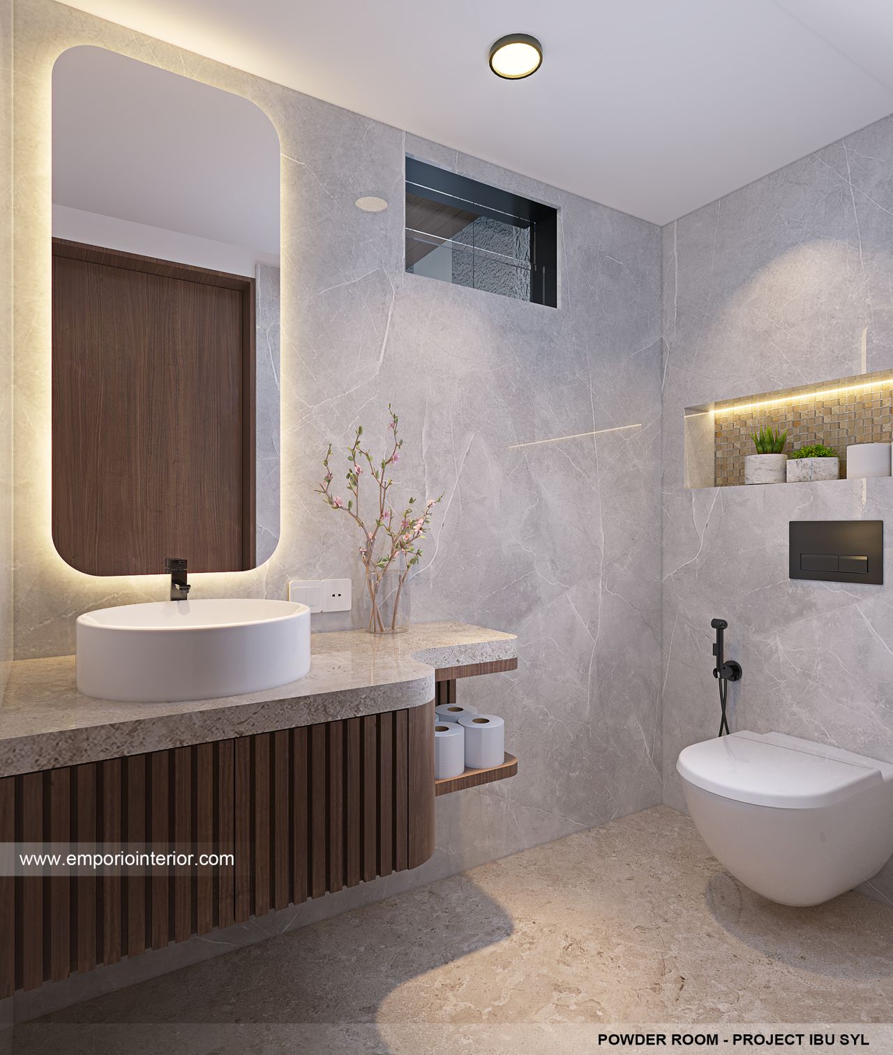 Desain Toilet Tamu Rumah Modern 2 Lantai Ibu SYL di Cengkareng, Jakarta ...