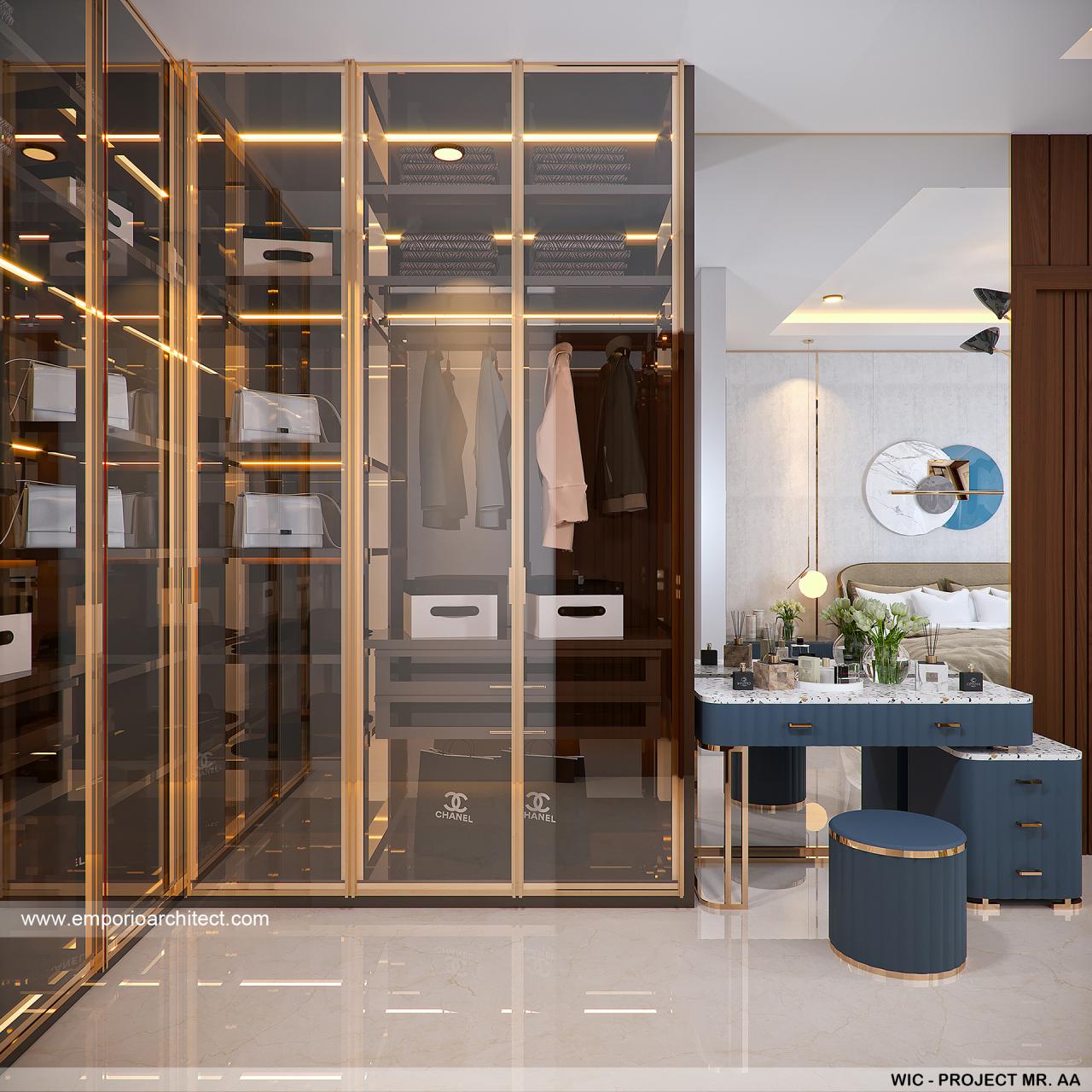 Desain Walk In Closet Rumah Modern 2 Lantai Mr. AA di Bandung, Jawa ...
