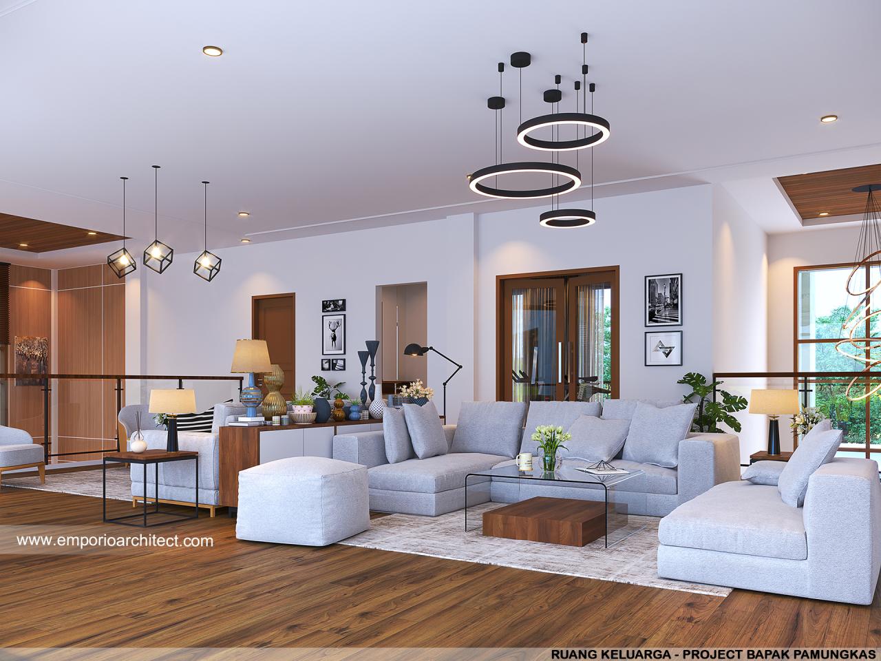 Desain Ruang Keluarga Atas Rumah Modern 2 Lantai Bapak PGK di Semarang ...