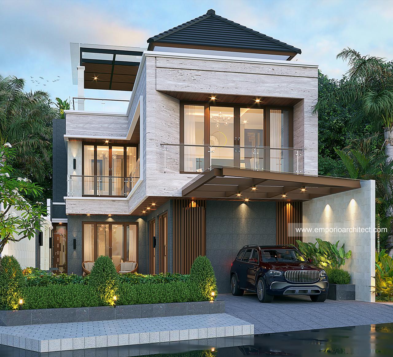 Desain Rumah Modern 2 Lantai Bapak EED di Nusa Dua, Bali - Tampak Depan ...