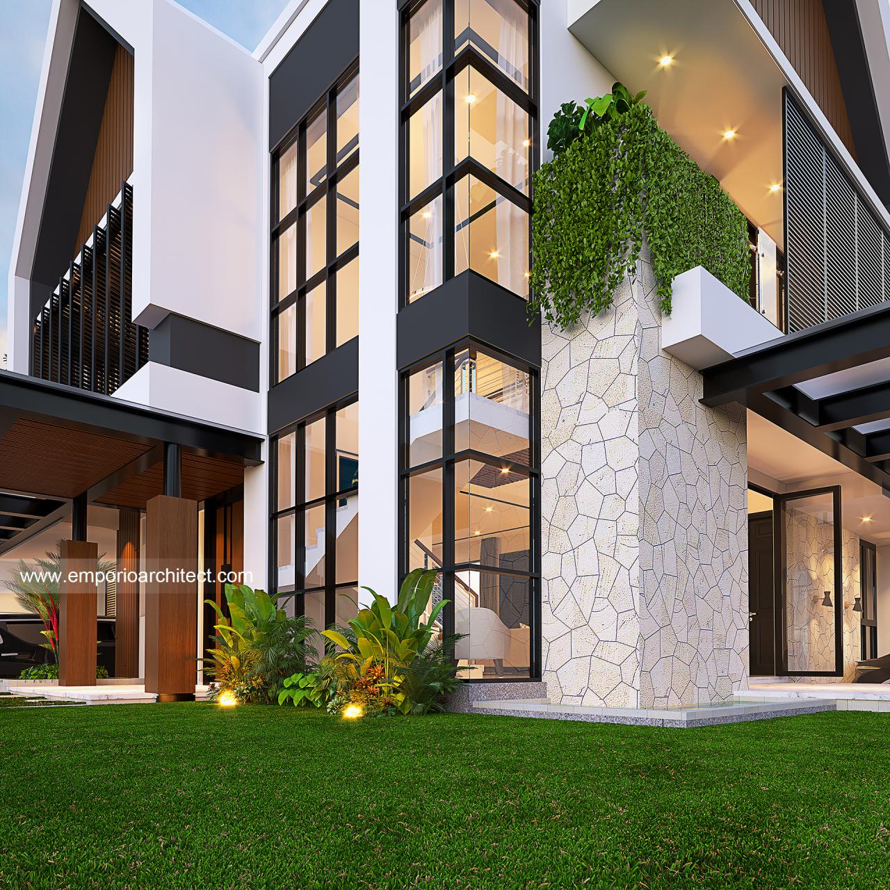 Desain Tampak Detail Depan Rumah Modern 2 Lantai Bapak Adam di BSD ...