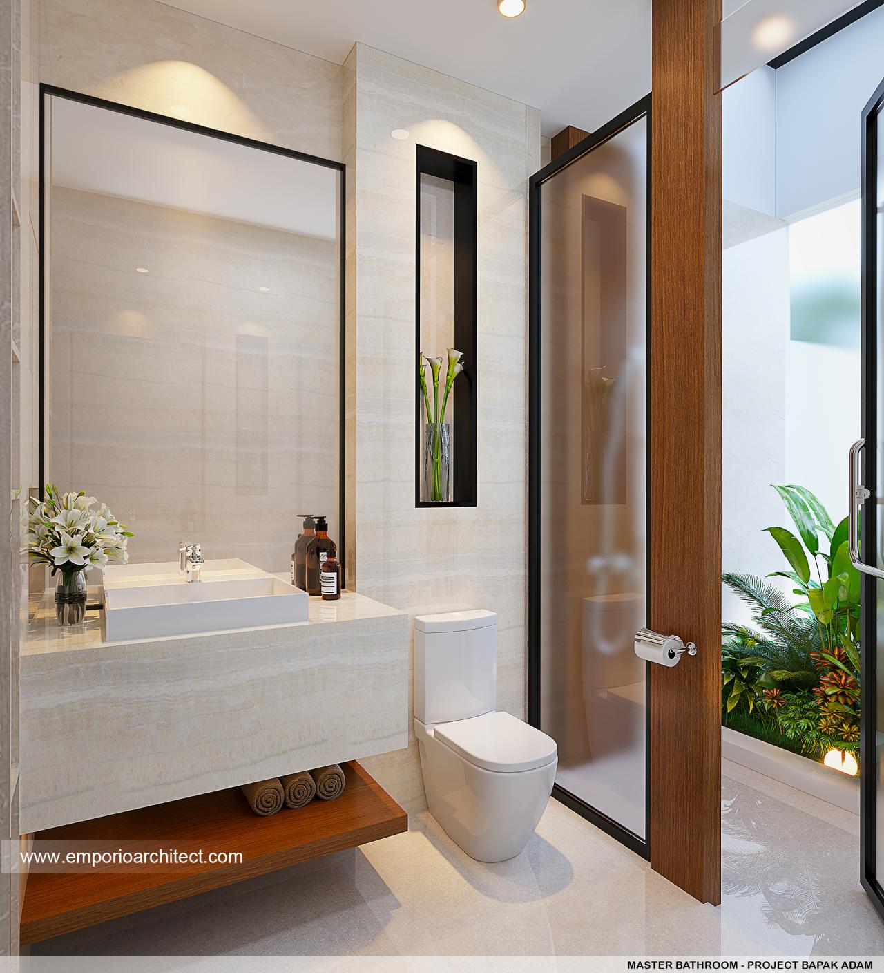 Desain Kamar Mandi Utama Rumah Modern 2 Lantai Bapak Adam di BSD ...
