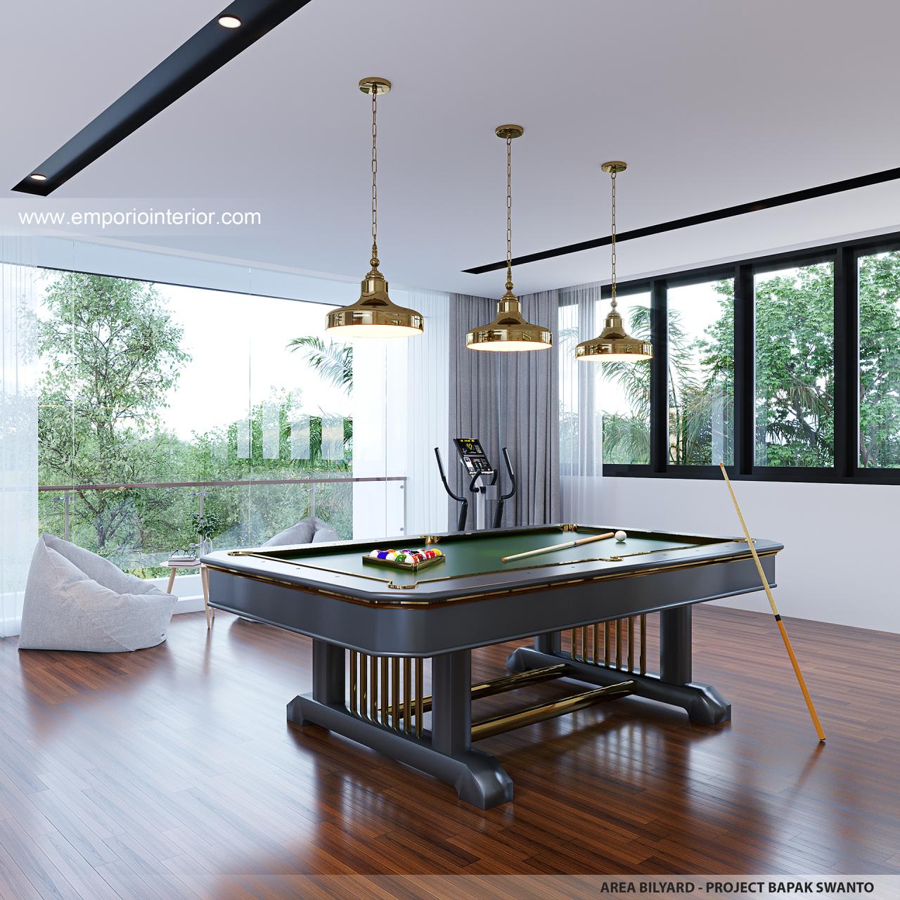 Desain Area Bilyard Rumah Modern 2 Lantai Bapak SWT di Tangerang ...