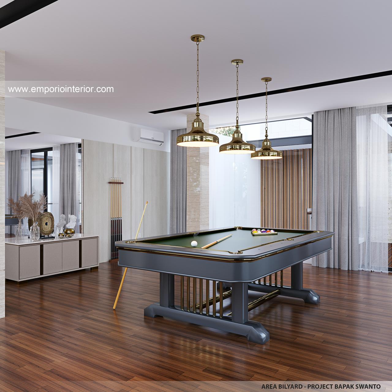 Desain Area Bilyard Rumah Modern 2 Lantai Bapak SWT di Tangerang ...