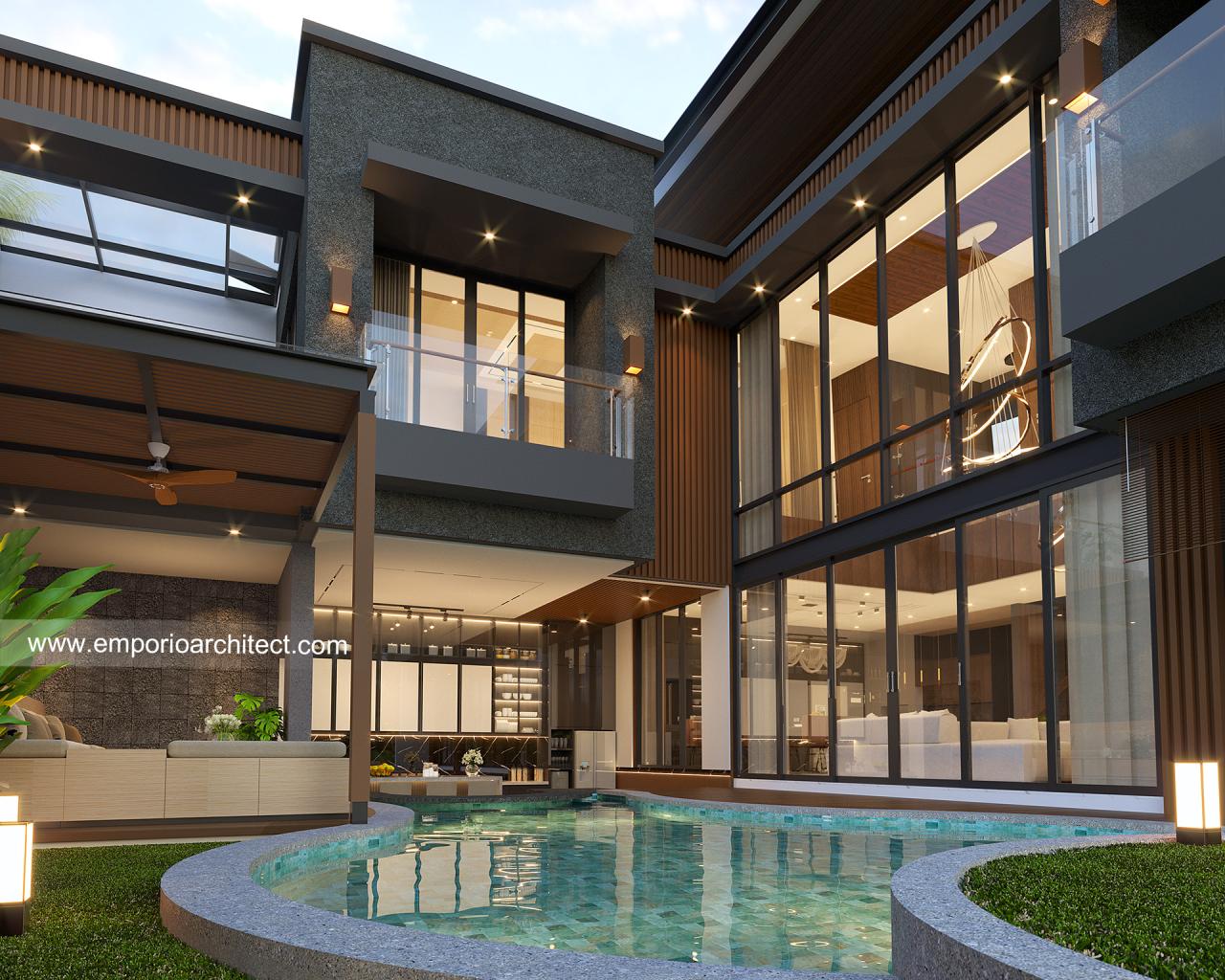 Desain Tampak Detail Belakang Rumah Modern 2 Lantai Bapak DVI di Bali ...