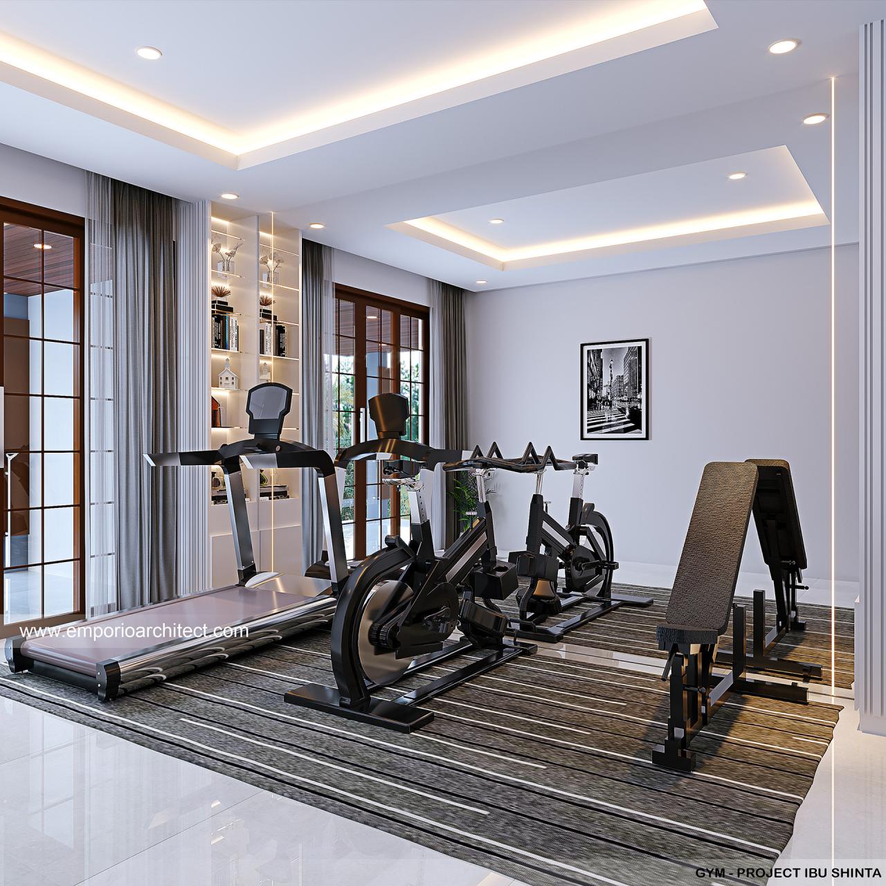 Desain Ruang Gym Rumah Modern 2 Lantai Ibu SNT di Purwokerto 27477 ...