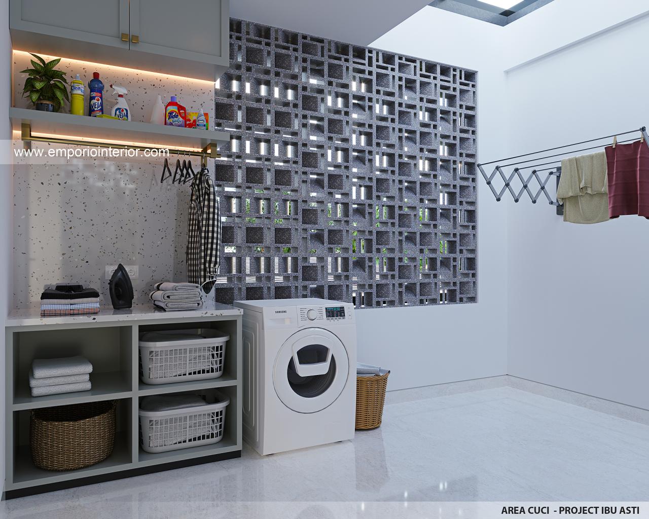 Desain Area Cuci Rumah Modern 2.5 Lantai Ibu AT di Tangerang 32091 ...