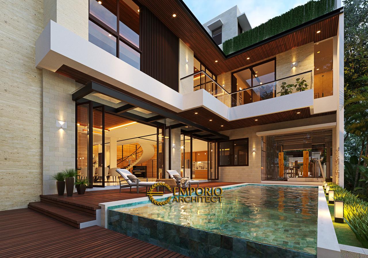 Desain Tampak Detail Belakang 1 Rumah Modern 2.5 Lantai Bapak Budi di ...