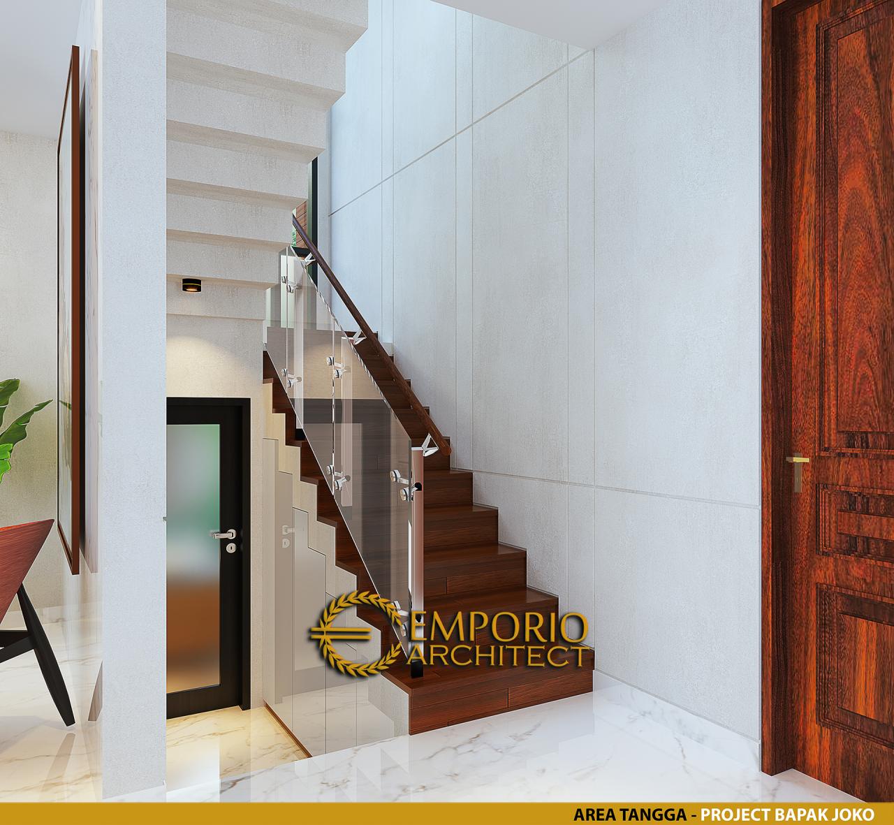 Desain Area Tangga Rumah Modern 2.5 Lantai Bapak Joko di Balikpapan ...