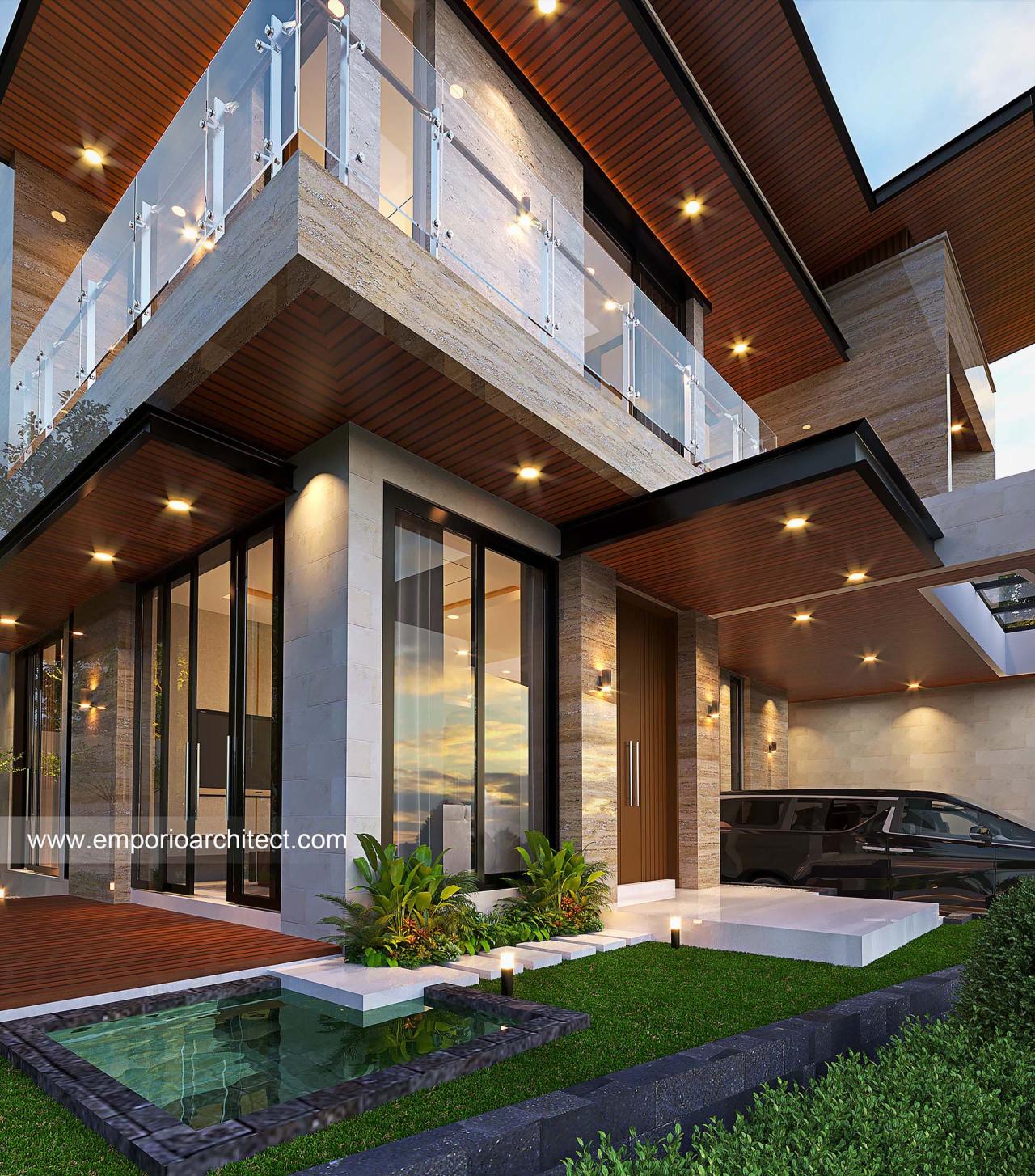 Desain Tampak Detail Depan 3 Rumah Modern 2.5 Lantai Bapak FLX di ...