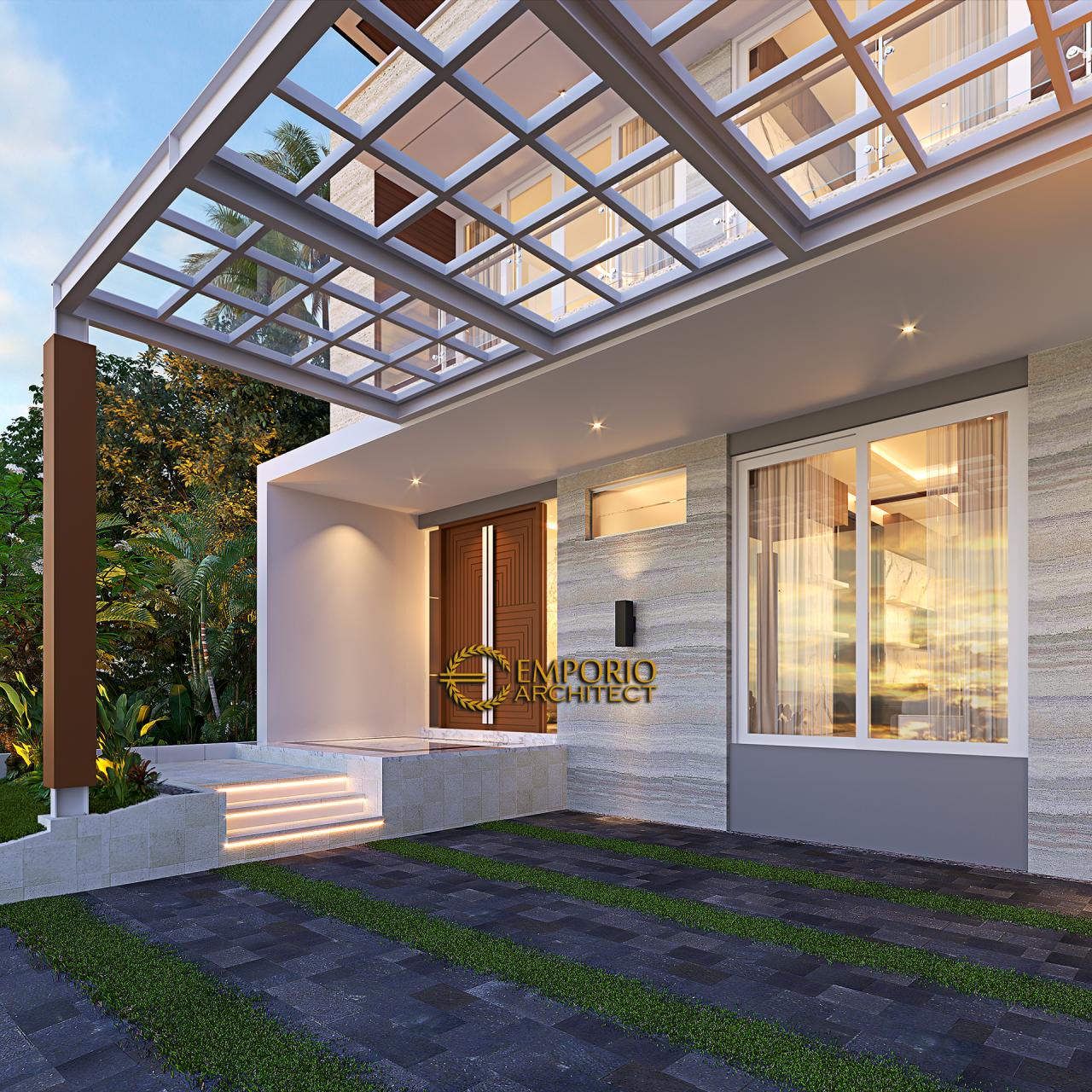 Desain Tampak Detail Depan Rumah Modern 2.5 Lantai Bapak Hendry di ...
