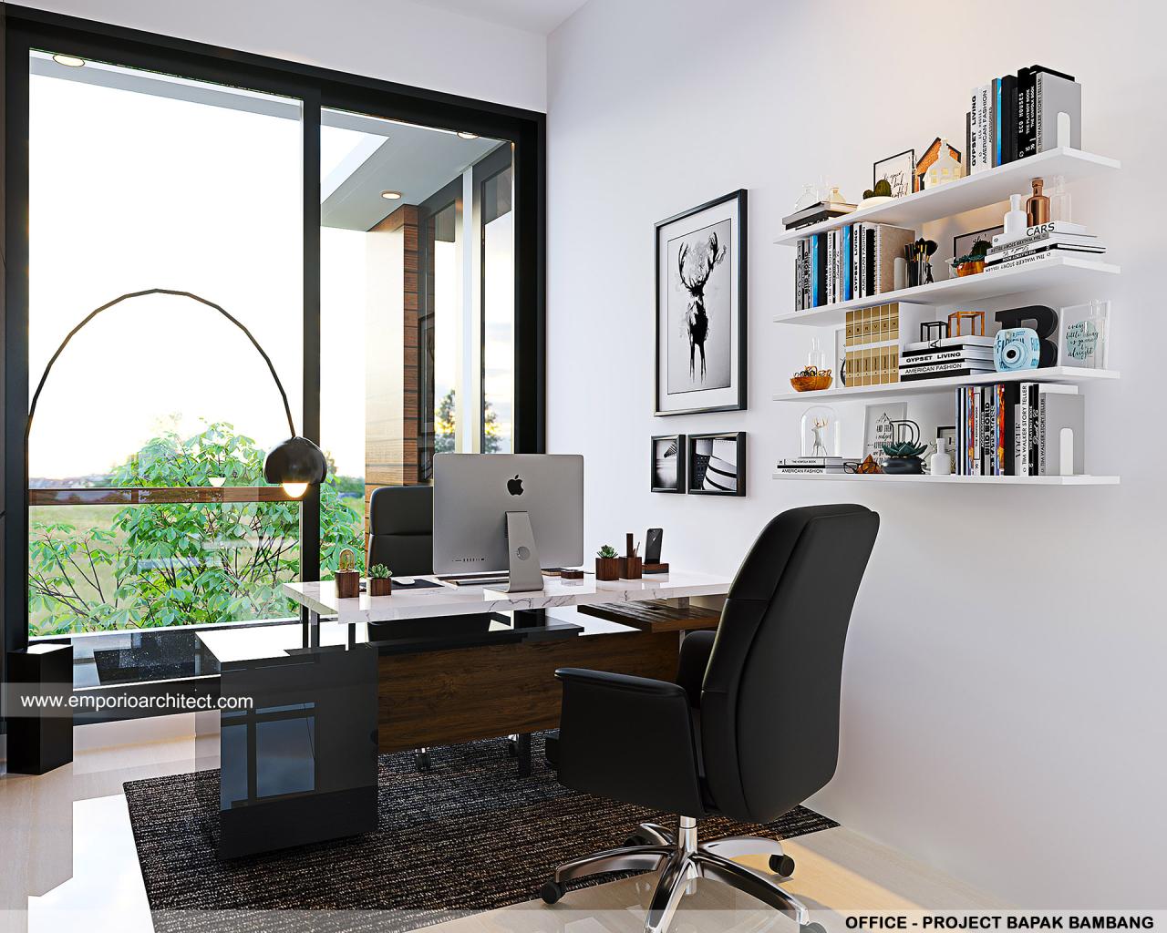 Desain Ruang Kerja Rumah Modern 2.5 Lantai Bapak BBG di BSD, Tangerang ...