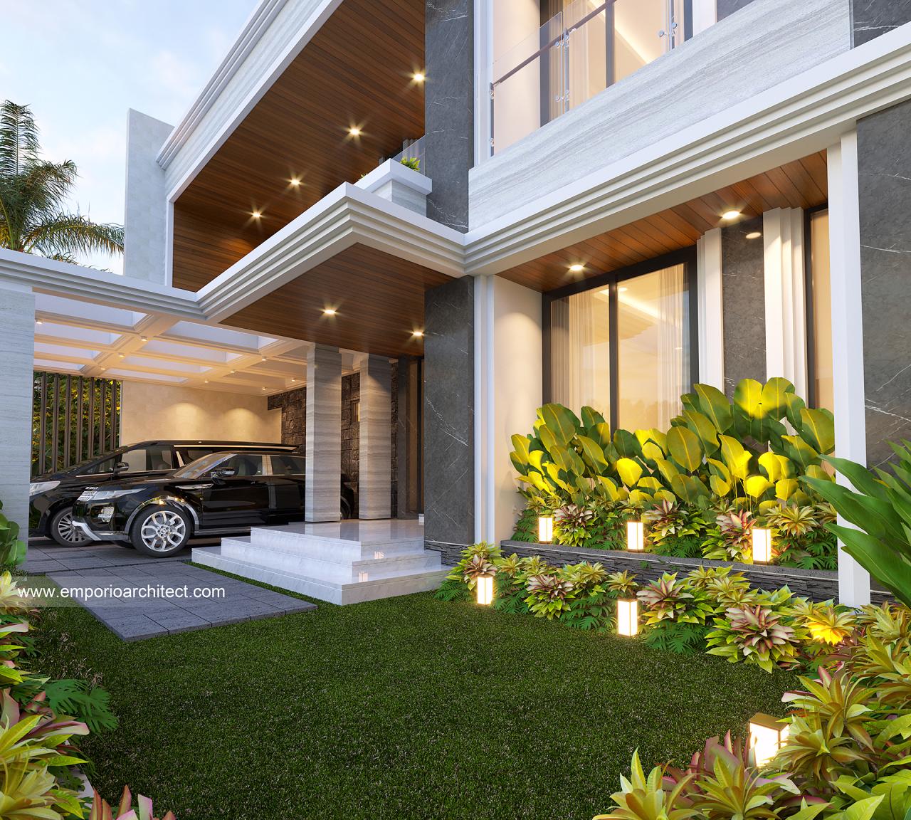 Desain Tampak Detail Depan 2 Rumah Modern 2.5 Lantai Bapak ADR di Bogor ...