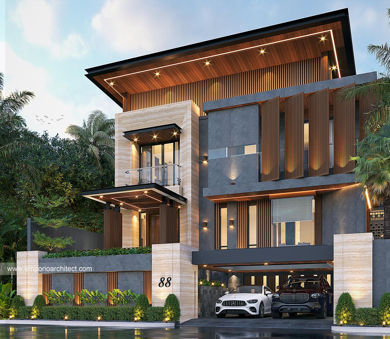 Desain Rumah Modern 2.5 Lantai Bapak WCT 1448 di Palembang
